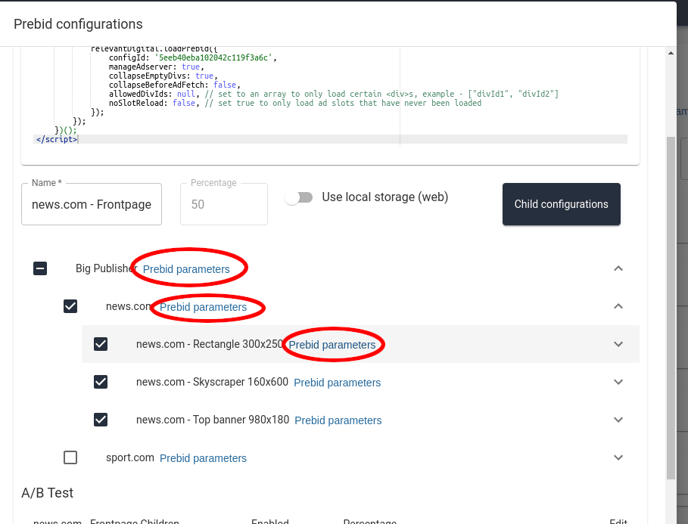 Prebid parameters - Advanced